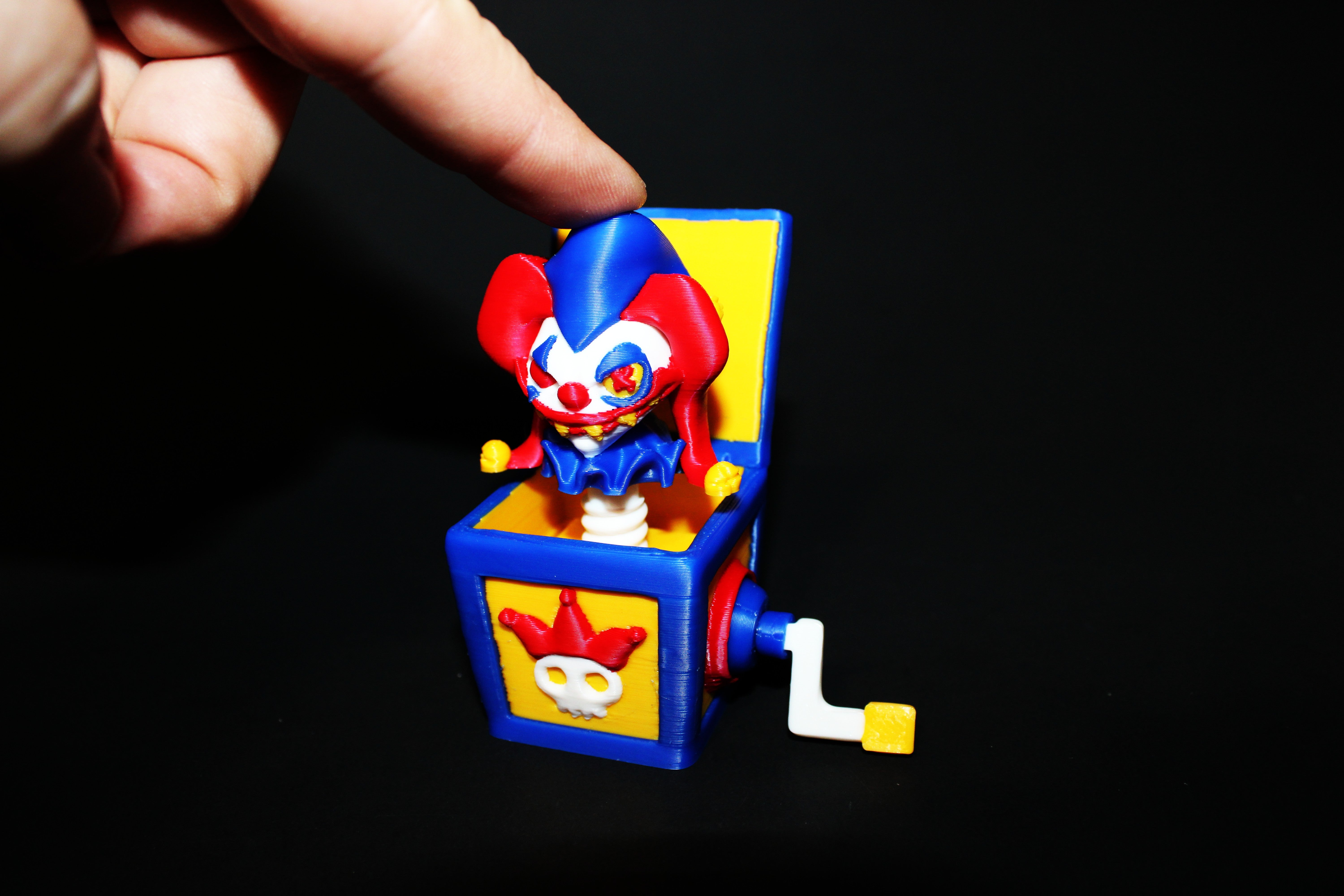 3D Printed Clown in a Box Clicker, Dino or Creepy Kitty | Wonderland 3D ...