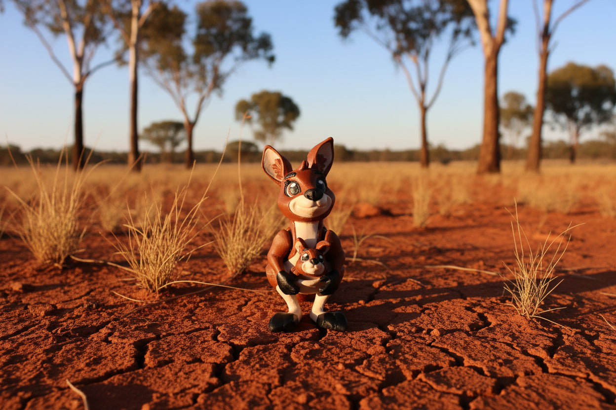 Kangaroo with Joey 3D Printed Articulated Flexi Fidget Figurine-4"